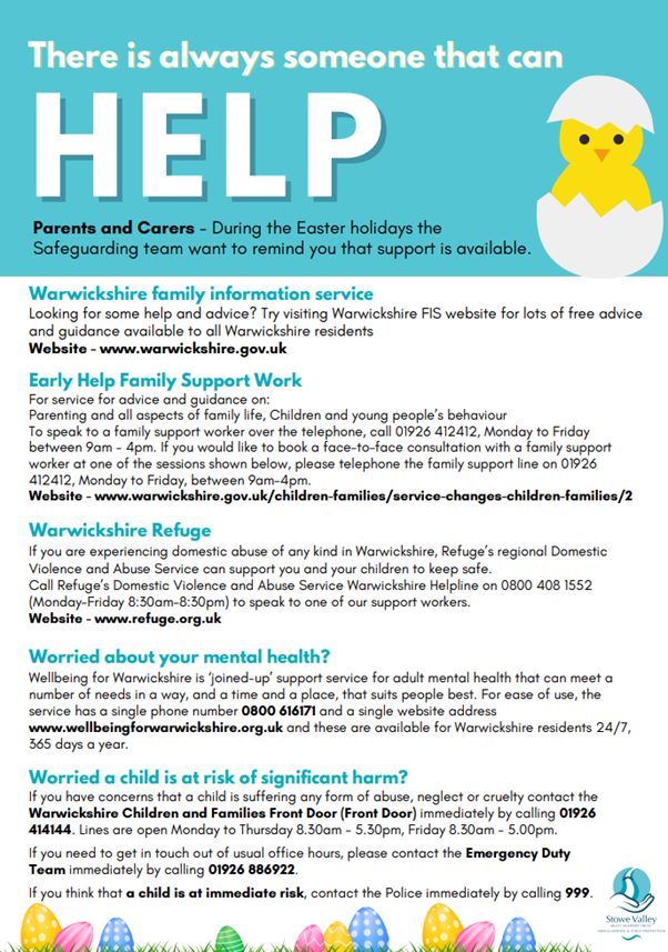 Support available over Easter - Myton School