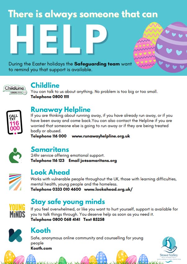 Support available over Easter - Myton School