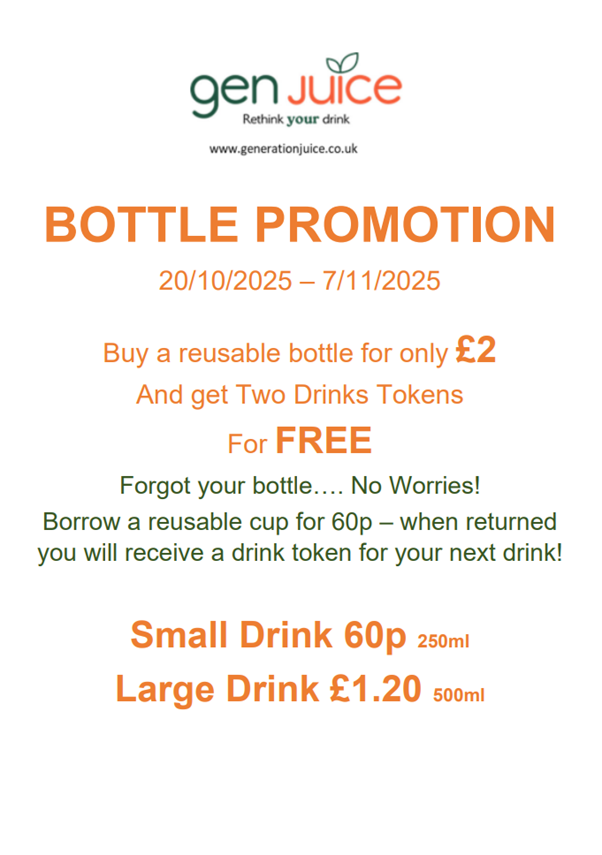 Gen juice reusable bottles - Myton School