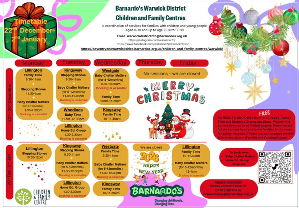 Children and Family Centres Christmas timetable - Myton School